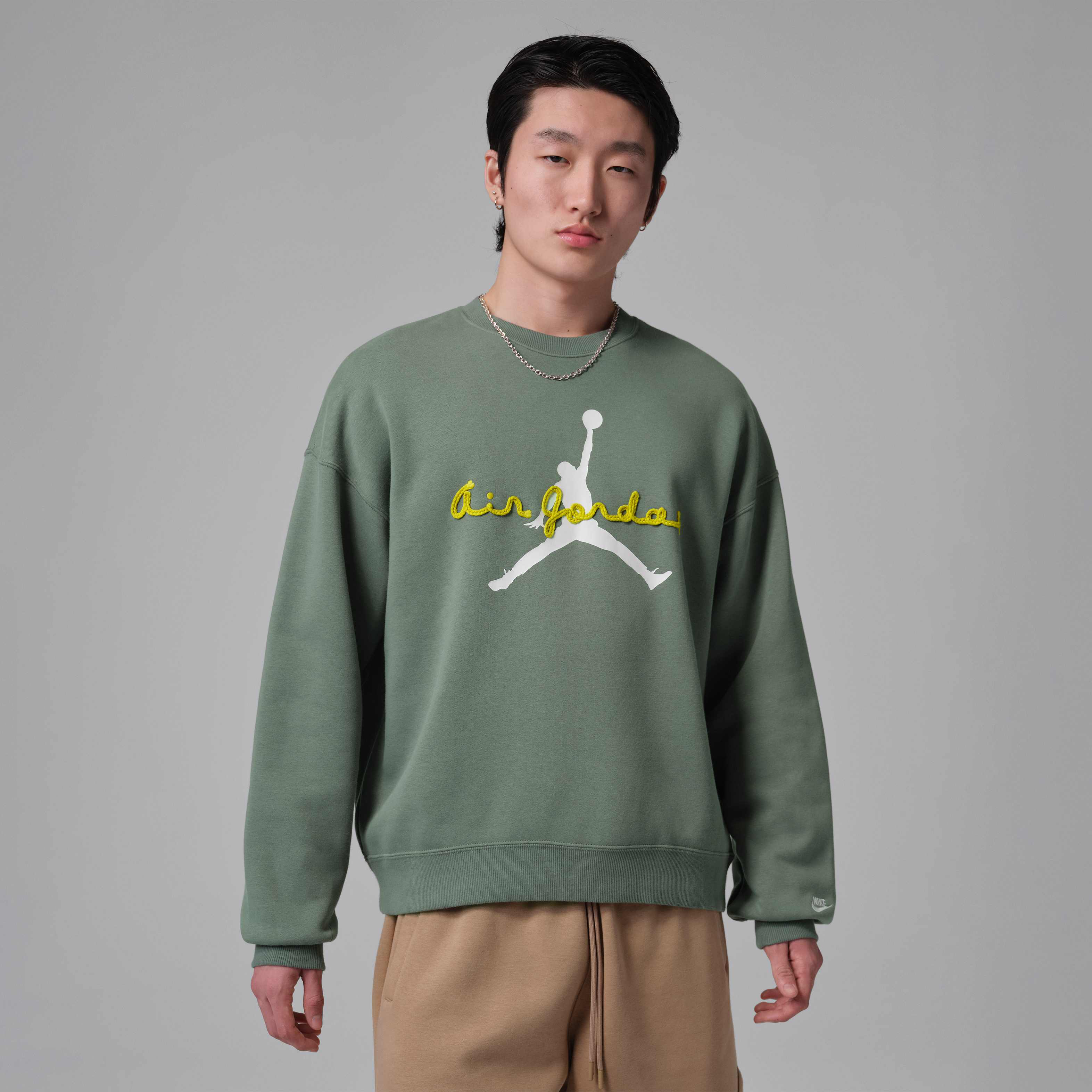 Buy Jordan Brooklyn Men's Fleece Crew-Neck Sweatshirt - Vintage Lichen ...