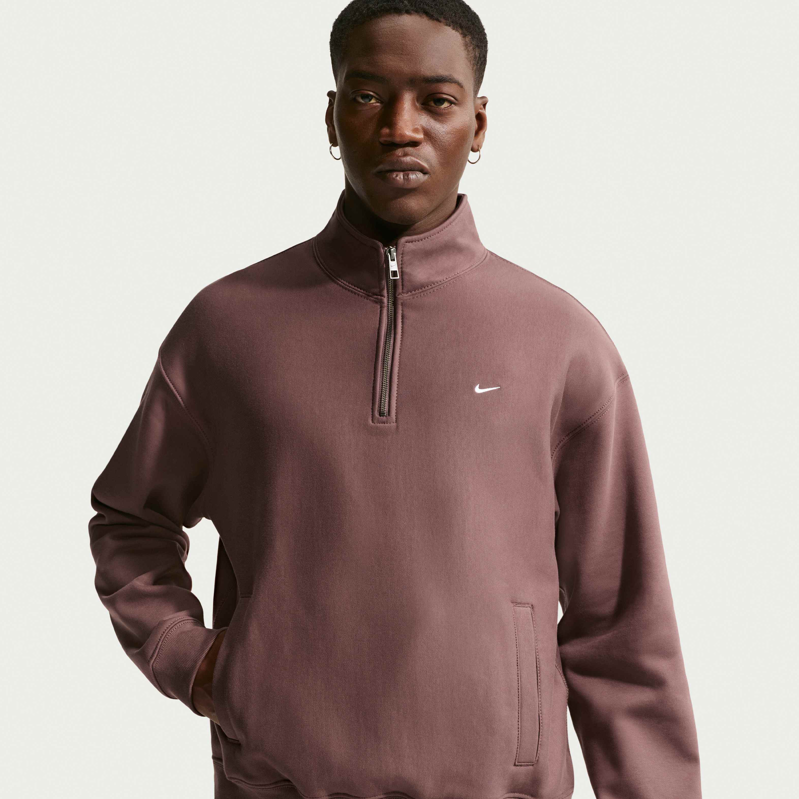 Buy Nike Solo Swoosh Men's Fleece Quarter-Zip Top - Tattoo/White @ Nike ...