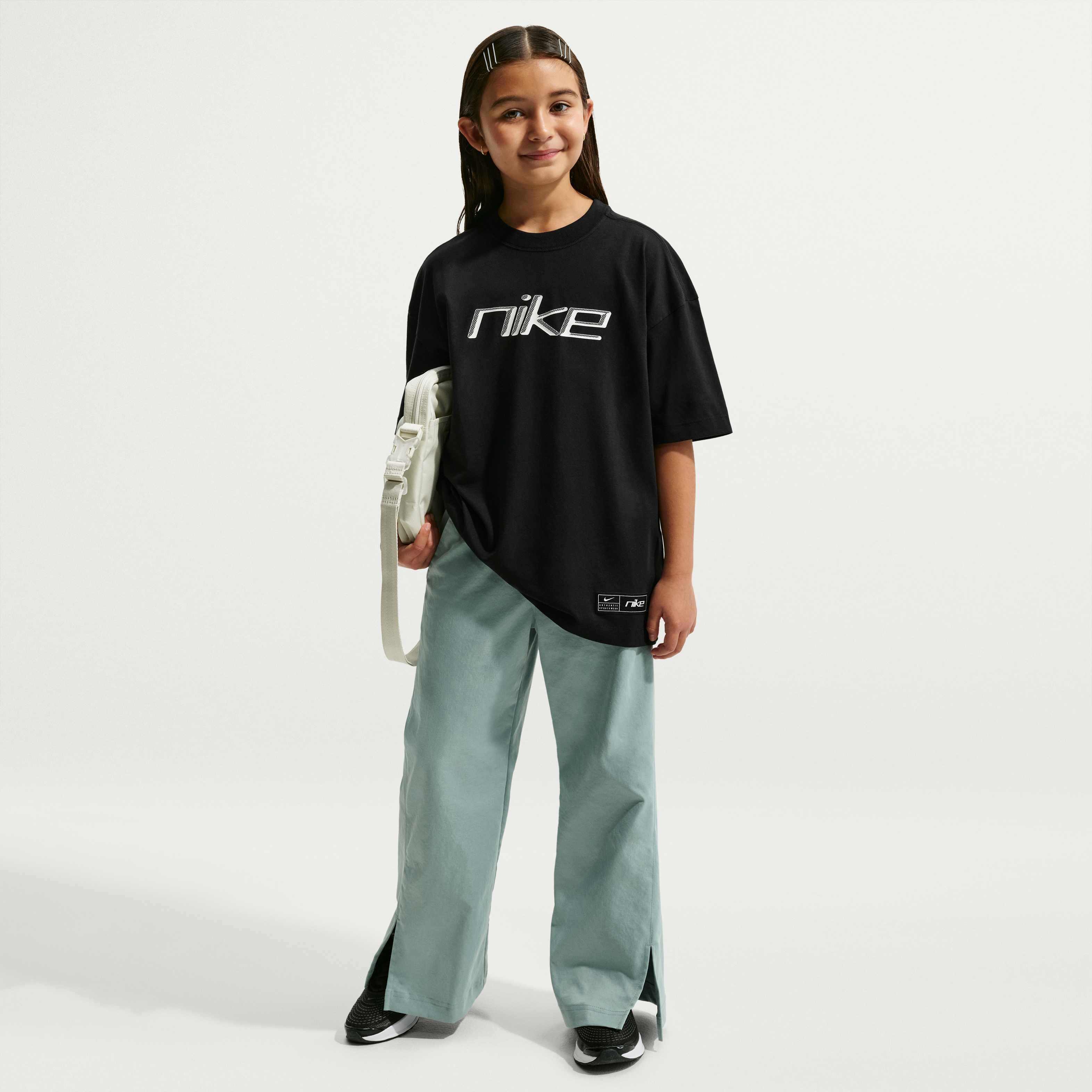 Buy Nike Sportswear Older Kids' (Girls') Oversized T-Shirt - Black ...