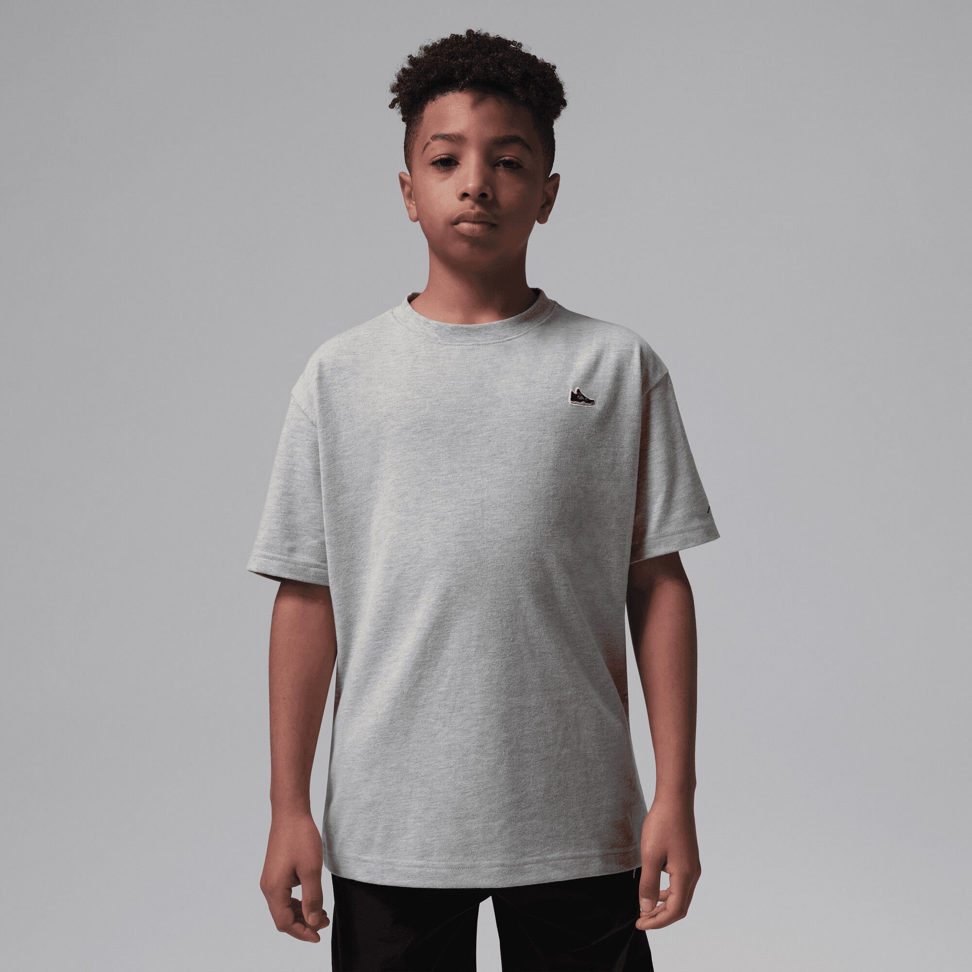 Buy Jordan Big Kids' AJ4 Patch T-Shirt - Grey Heather @ Nike Saudi
