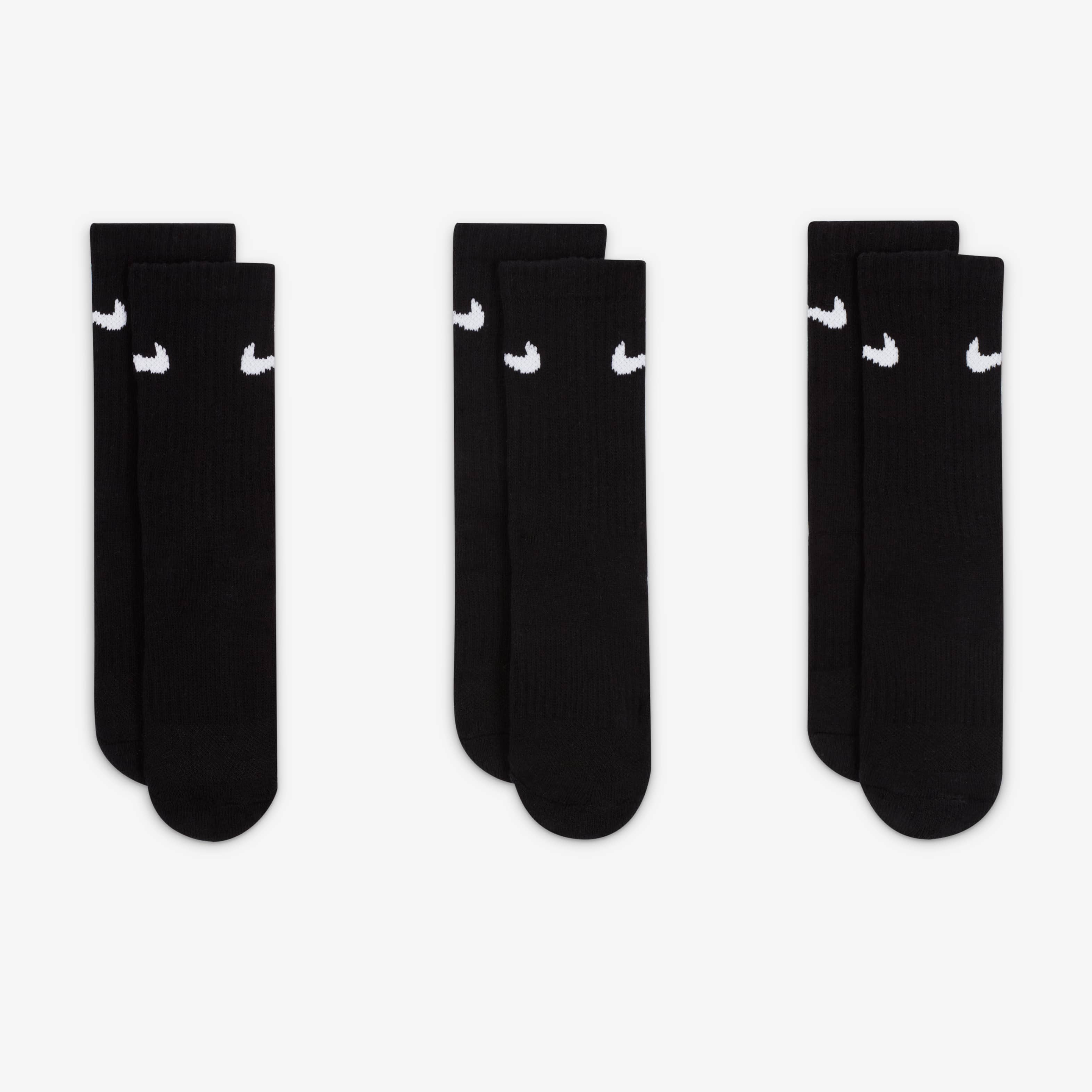 Buy Nike Dri-FIT Younger Kids' Cushioned Crew Socks (3-Pack) - Black ...