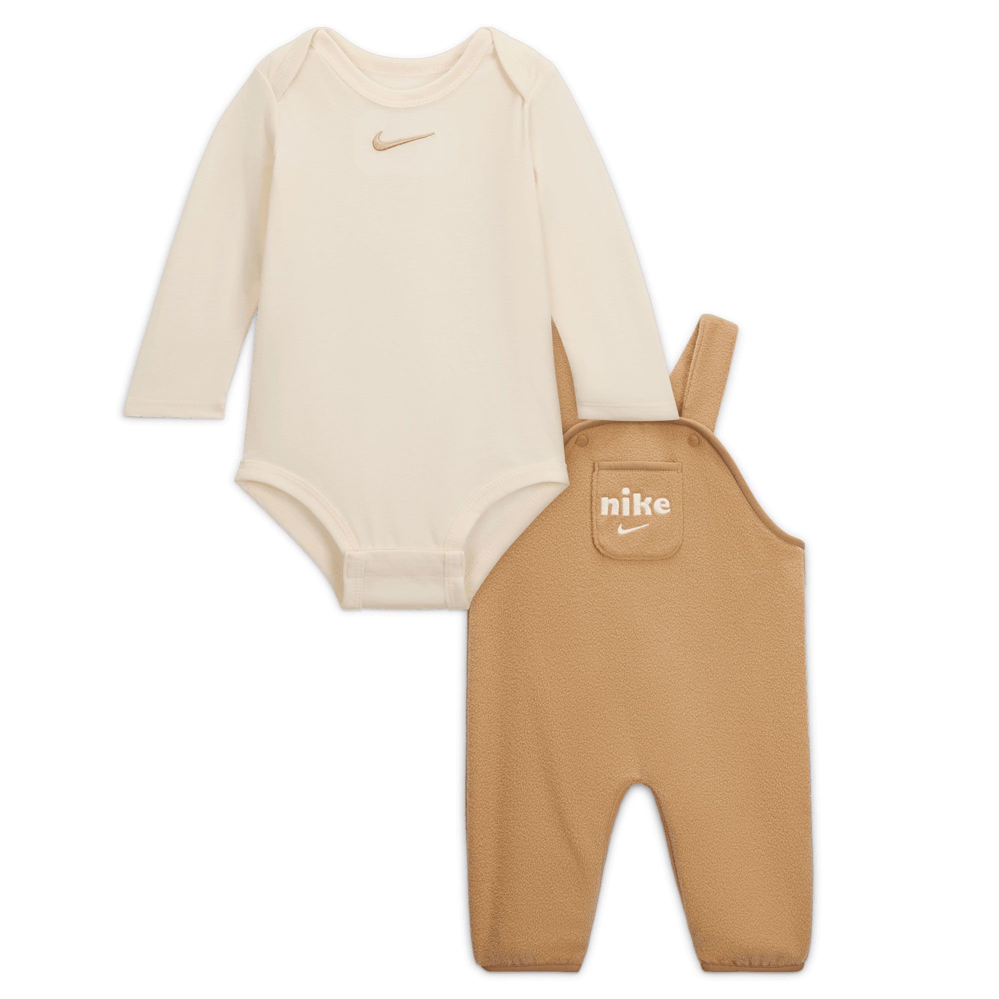 Buy Nike Baby (0-9M) Plush Fleece Overalls 2-Piece Set - Hemp @ Nike Saudi