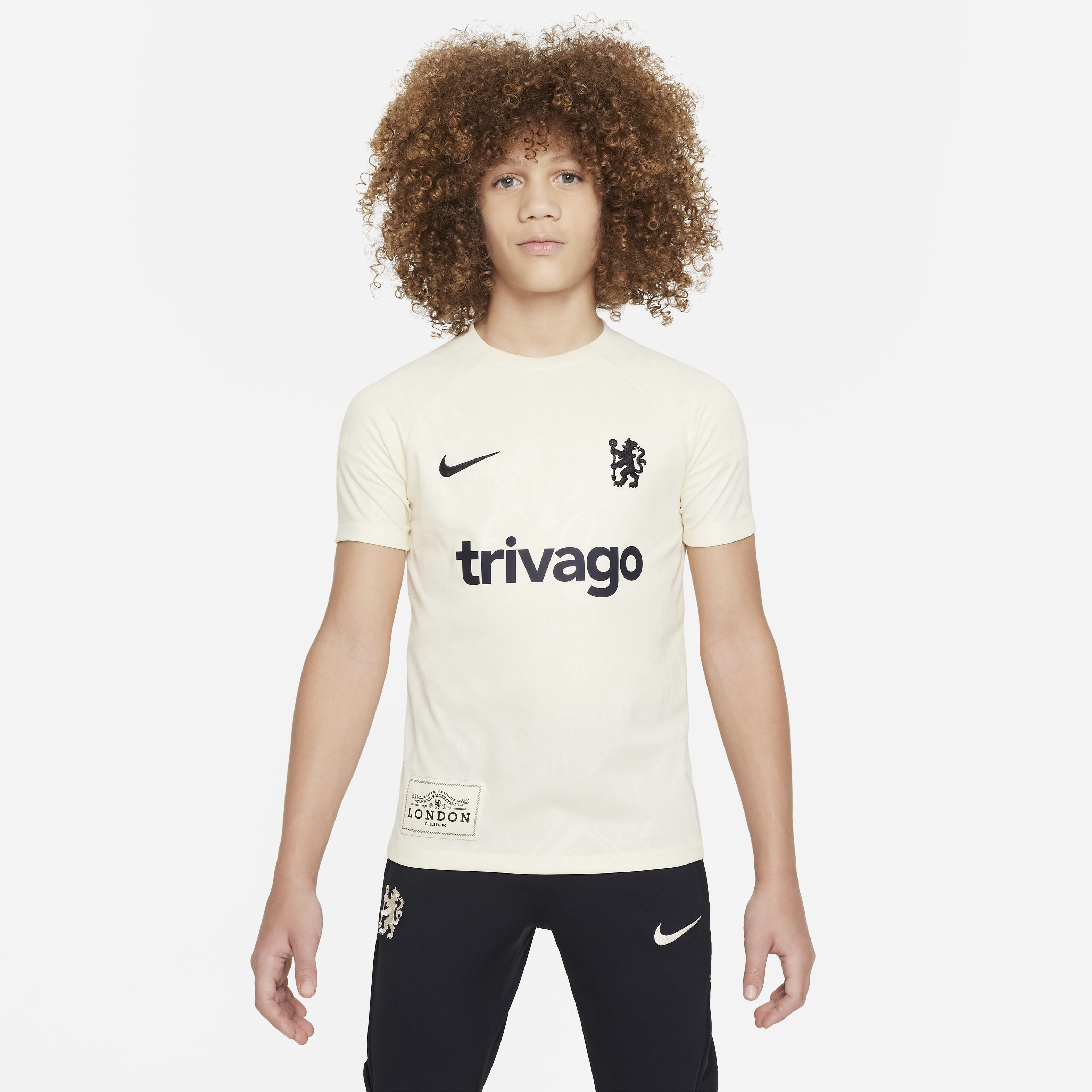 Buy Chelsea F.C. Academy Pro Older Kids' Nike Dri-FIT Football Pre-Match Short-Sleeve Top ...