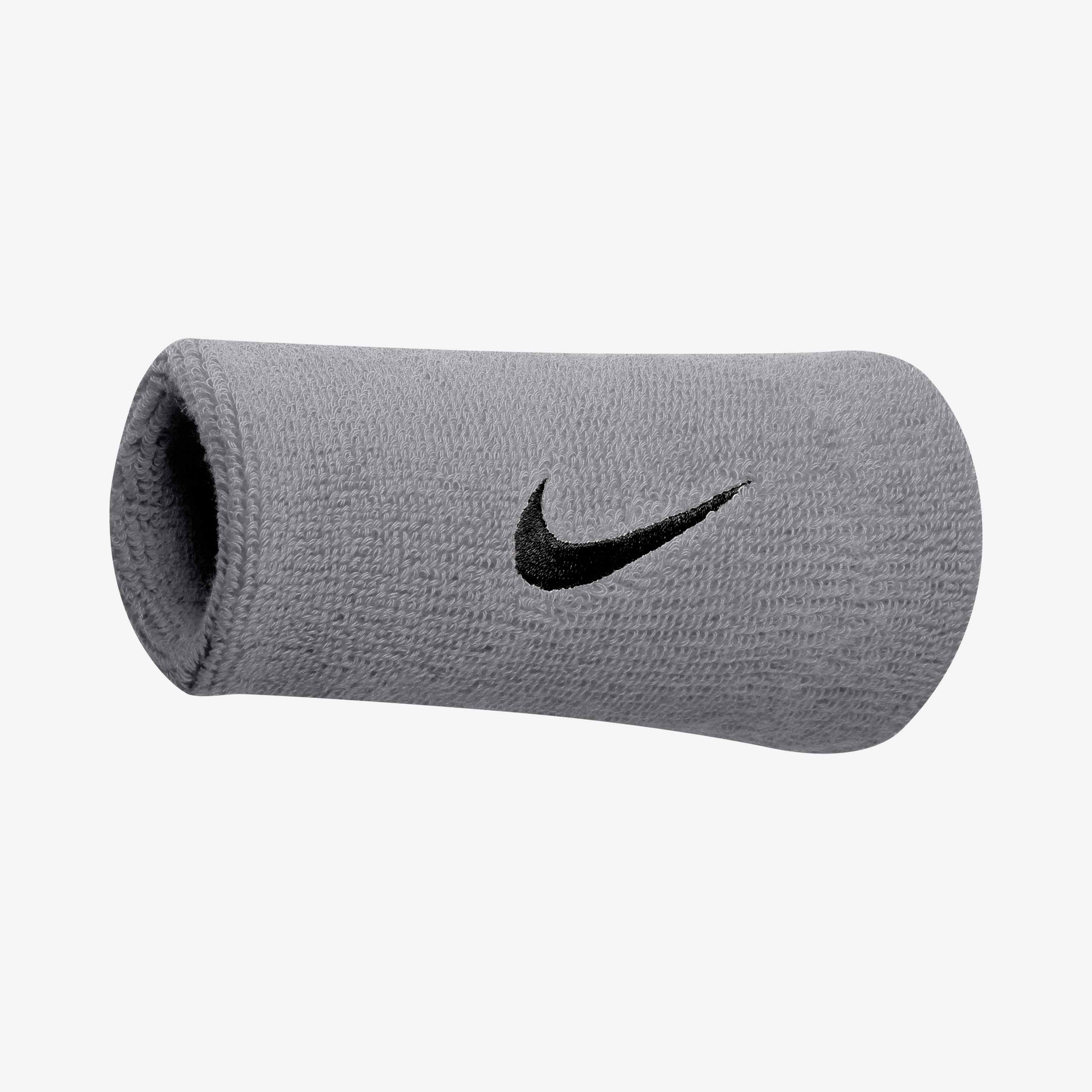 Buy Nike Swoosh Double-Wide Wristbands - Matte Silver/Black @ Nike Saudi