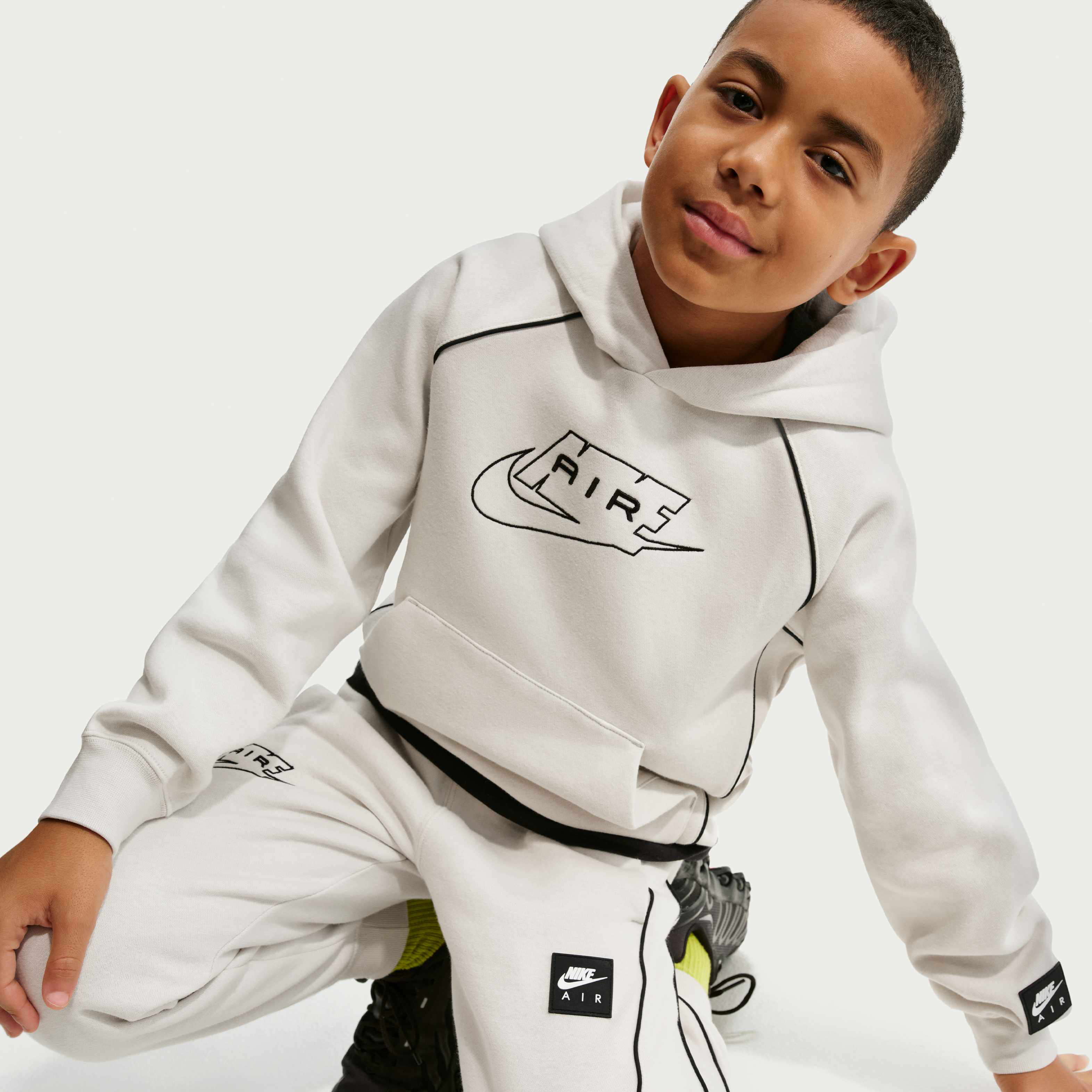 Buy Nike Air Older Kids' Fleece Joggers - Light Bone/Black/Black @ Nike ...