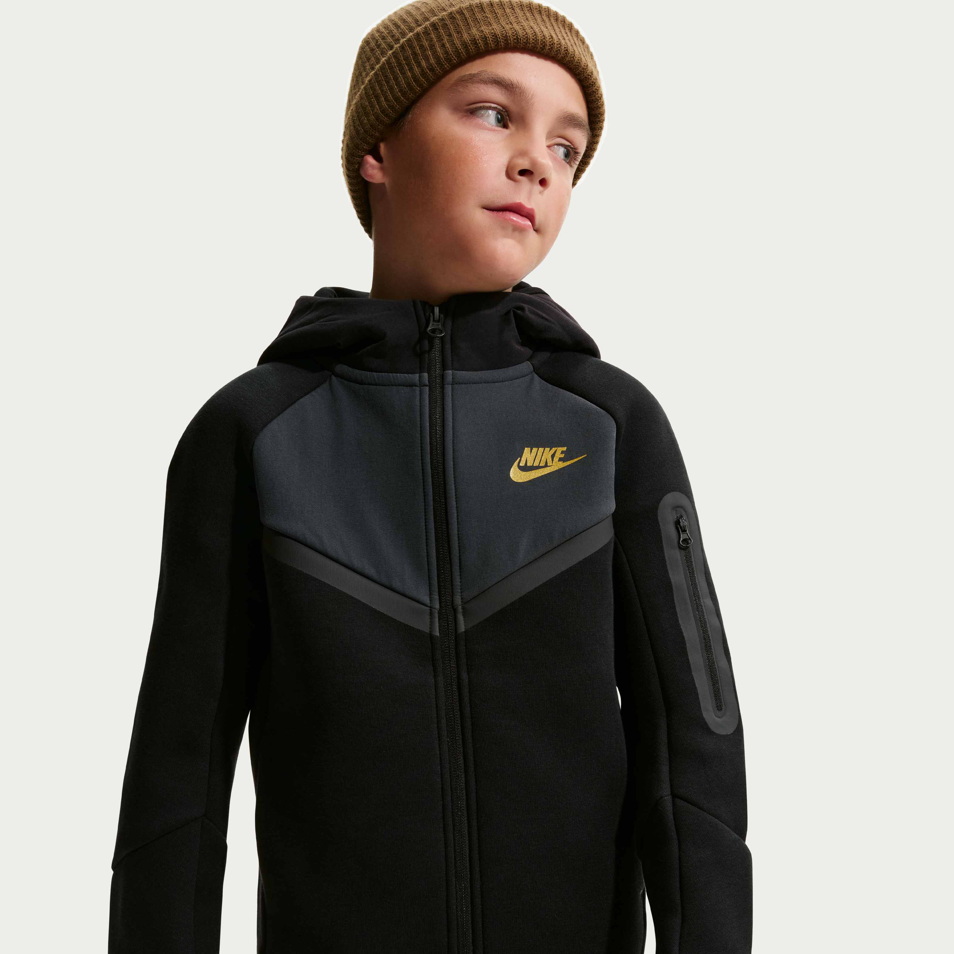 Buy Nike Sportswear Tech Fleece Older Kids' Full-Zip Hoodie - Black ...