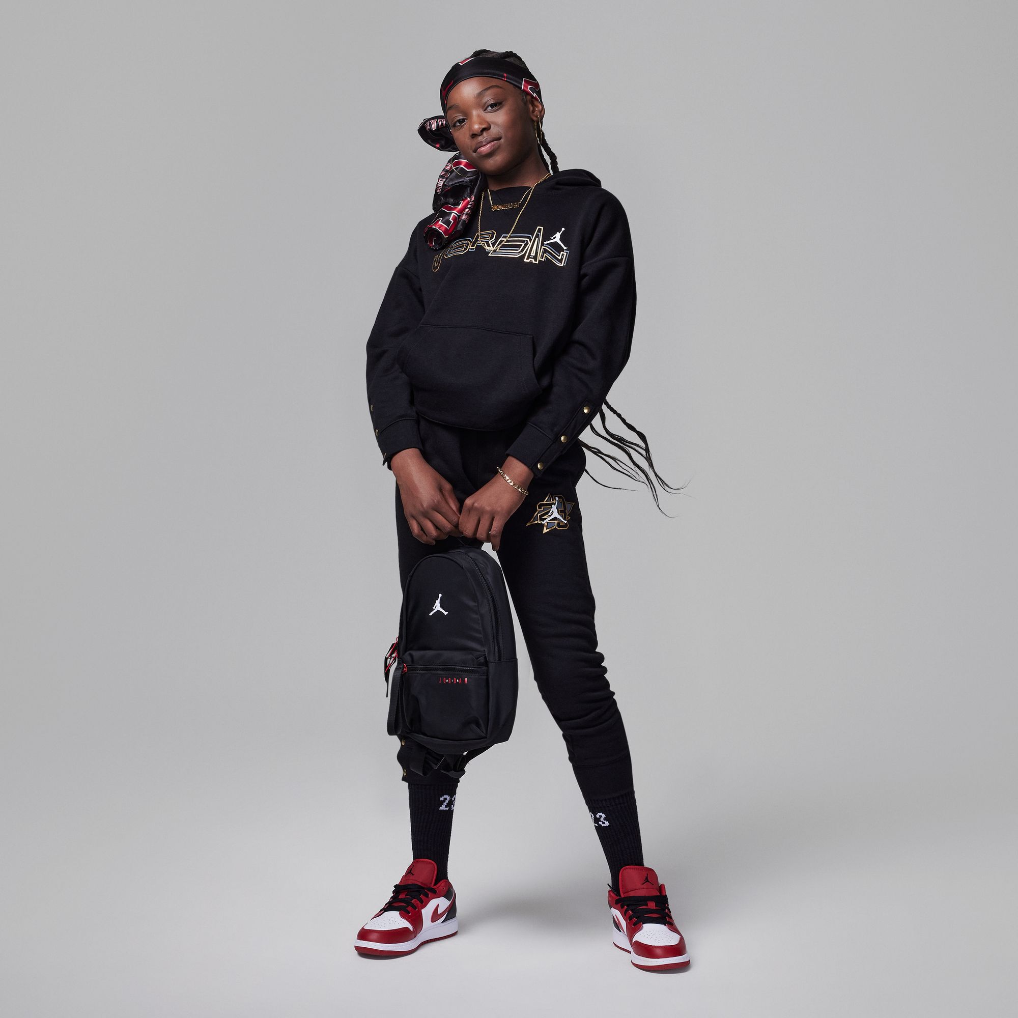 Buy Jordan Take Flight Snap Cuff Pullover Big Kids Hoodie - Black ...