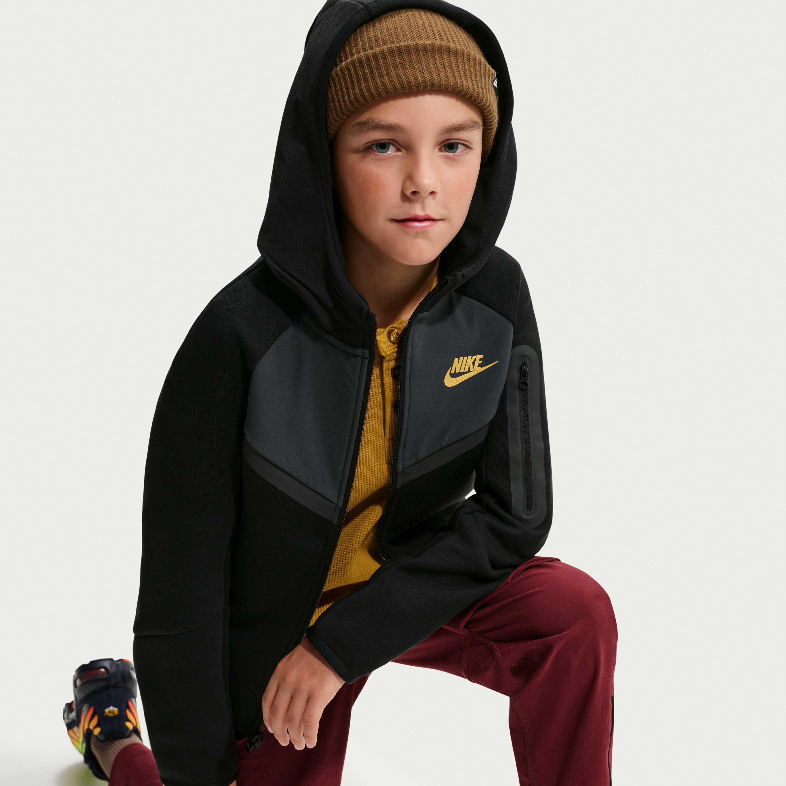Buy Nike Sportswear Tech Fleece Older Kids' Full-Zip Hoodie - Black ...